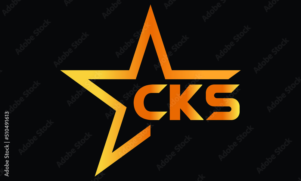 CKS golden luxury star icon three letter logo design vector template ...