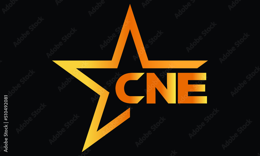 CNE golden luxury star icon three letter logo design vector template ...