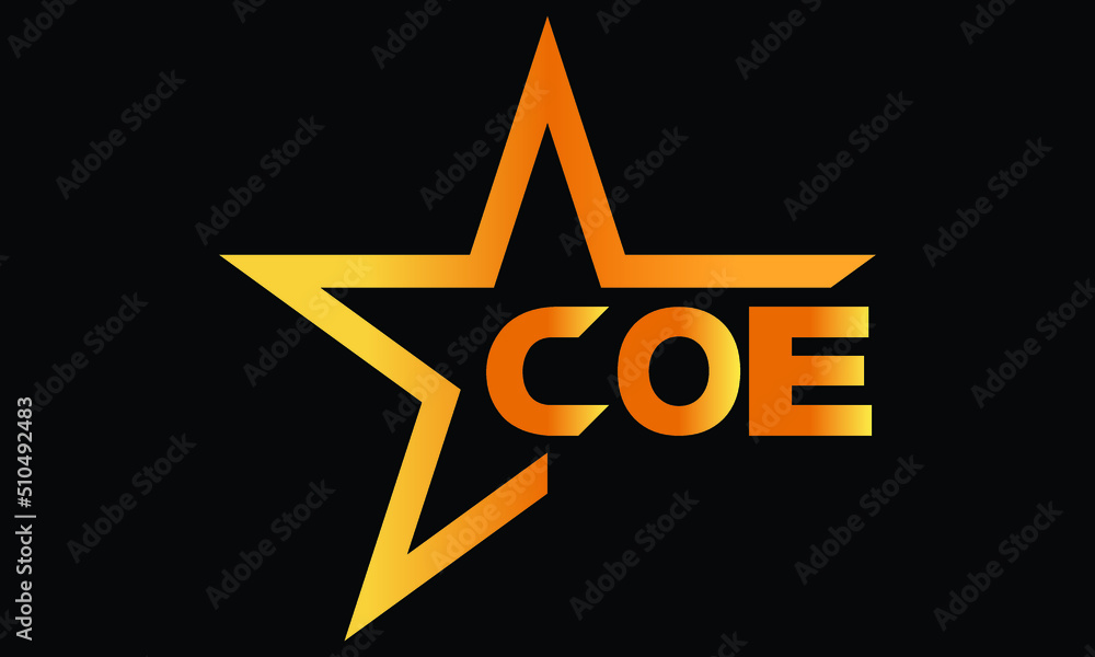 COE golden luxury star icon three letter logo design vector template ...