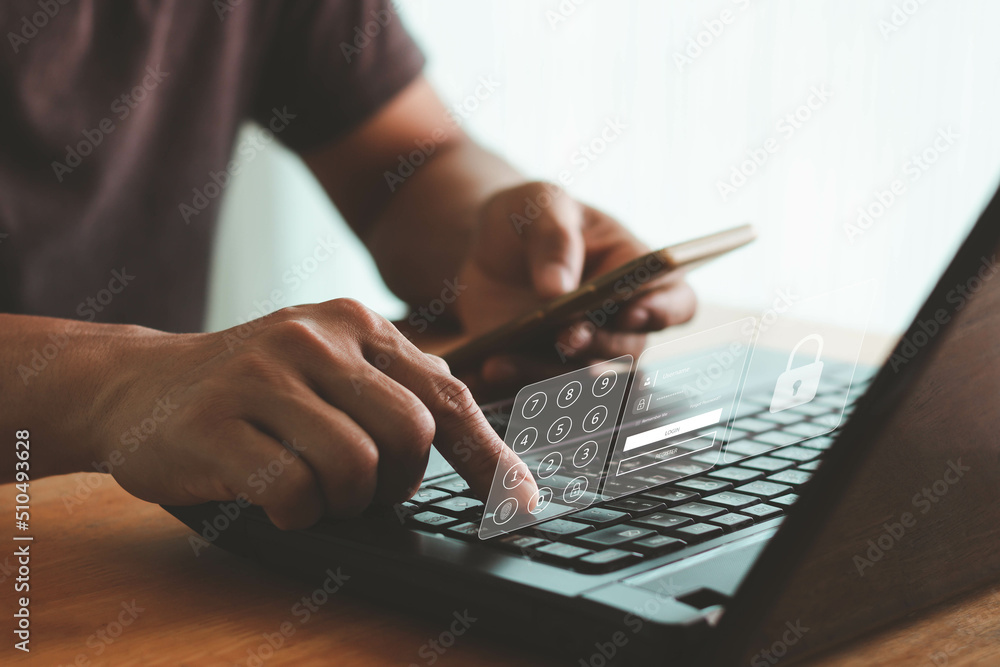 Foto de Concept of cyber security in two-step verification, multi ...