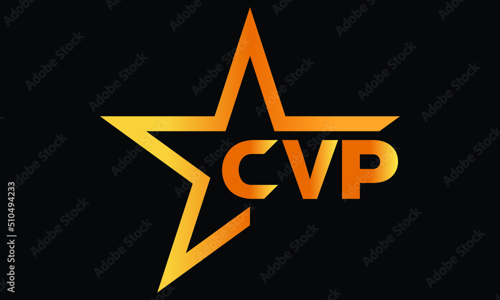 CVP golden luxury star icon three letter logo design vector template ...