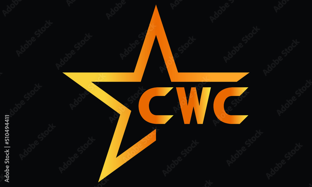 CWC golden luxury star icon three letter logo design vector template ...