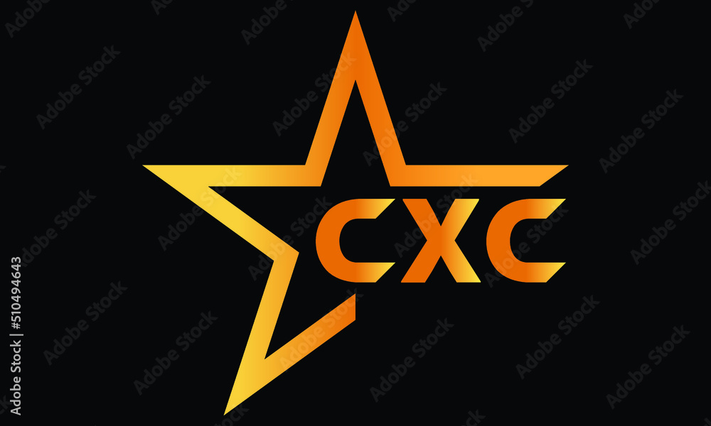 CXC golden luxury star icon three letter logo design vector template ...
