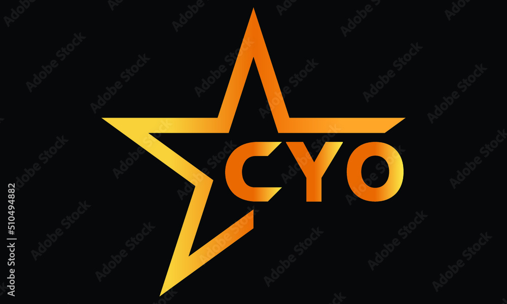 CYO golden luxury star icon three letter logo design vector template ...