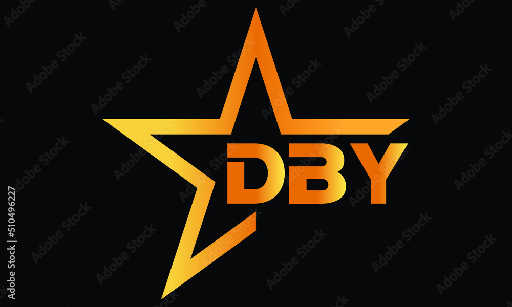 DBY golden luxury star icon three letter logo design vector template ...
