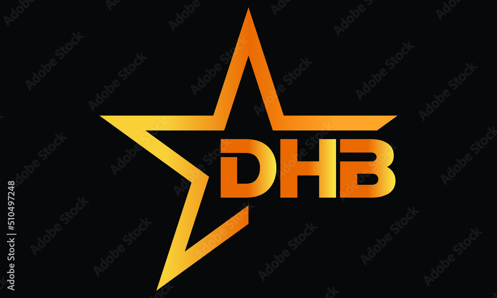 DHB golden luxury star icon three letter logo design vector template ...