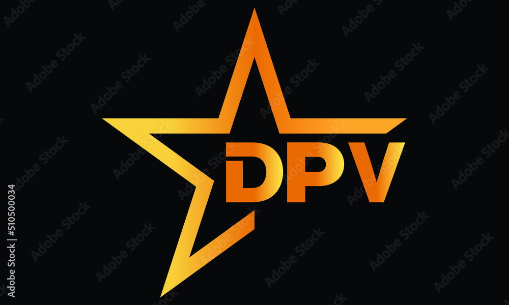 DPV golden luxury star icon three letter logo design vector template ...