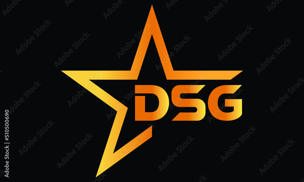 Vetor do Stock: DSG golden luxury star icon three letter logo design ...