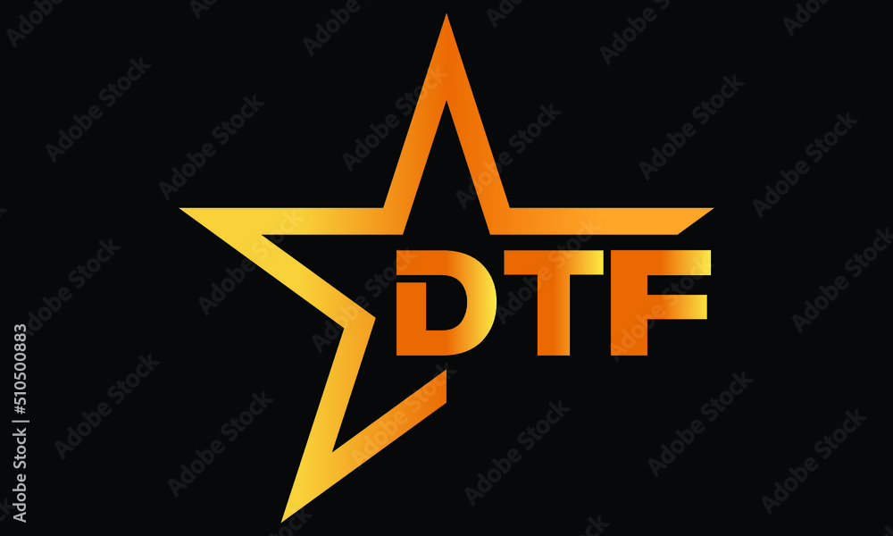 DTF golden luxury star icon three letter logo design vector template ...
