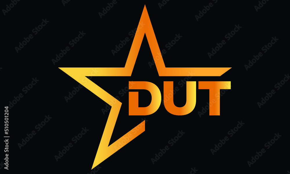 DUT golden luxury star icon three letter logo design vector template ...