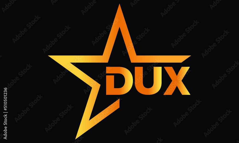 DUX golden luxury star icon three letter logo design vector template ...