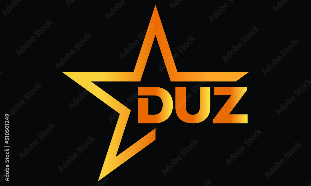 DUZ golden luxury star icon three letter logo design vector template ...