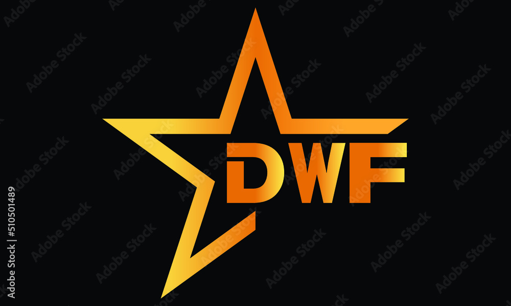 DWF golden luxury star icon three letter logo design vector template. royal logo | luxury logo ...