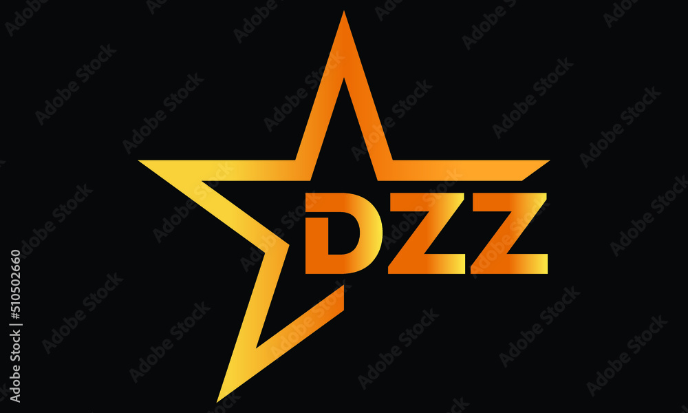 DZZ golden luxury star icon three letter logo design vector template ...