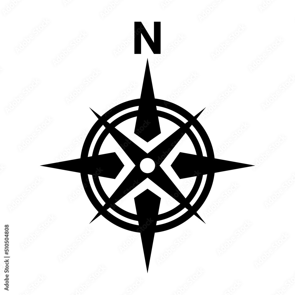 Black north symbol on white background. Stock Vector | Adobe Stock