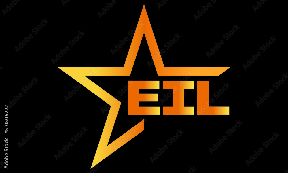 EIL golden luxury star icon three letter logo design vector template ...