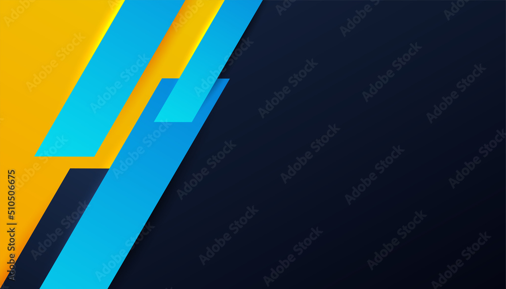 Modern blue yellow white abstract background with overlap layers and ...