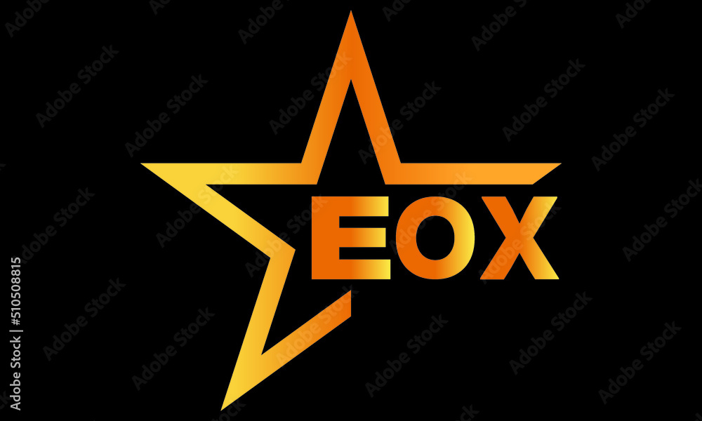 EOX golden luxury star icon three letter logo design vector template ...