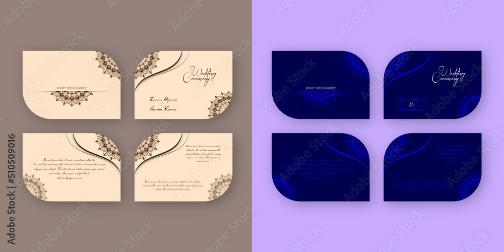 elegant beautiful cream & blue color Wedding program invitation card ...
