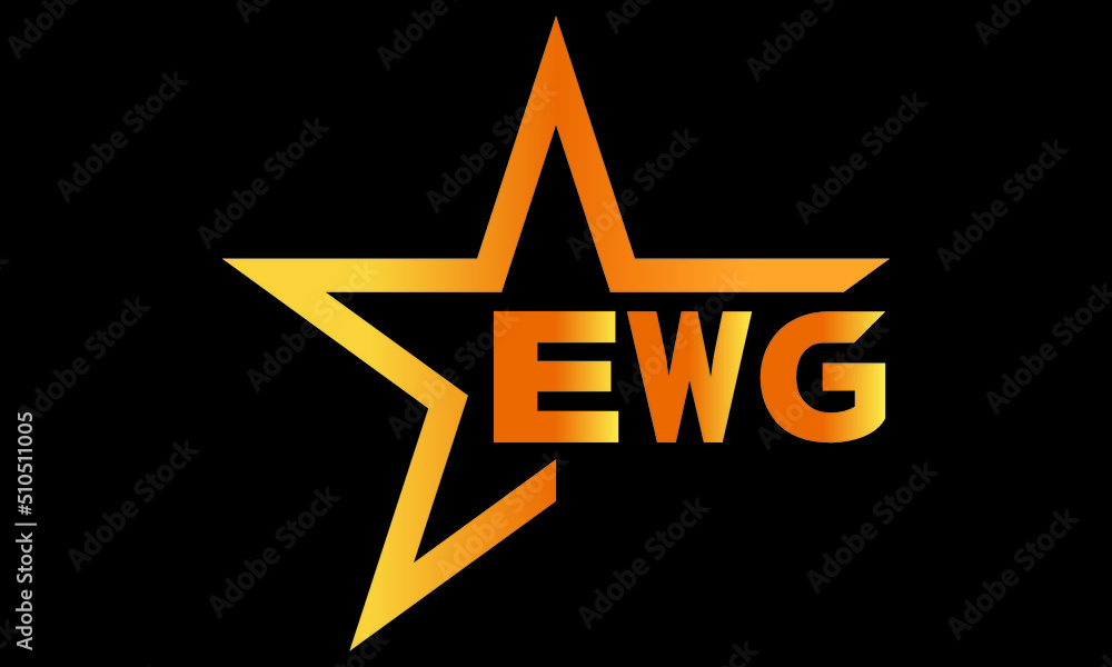 EWG golden luxury star icon three letter logo design vector template ...