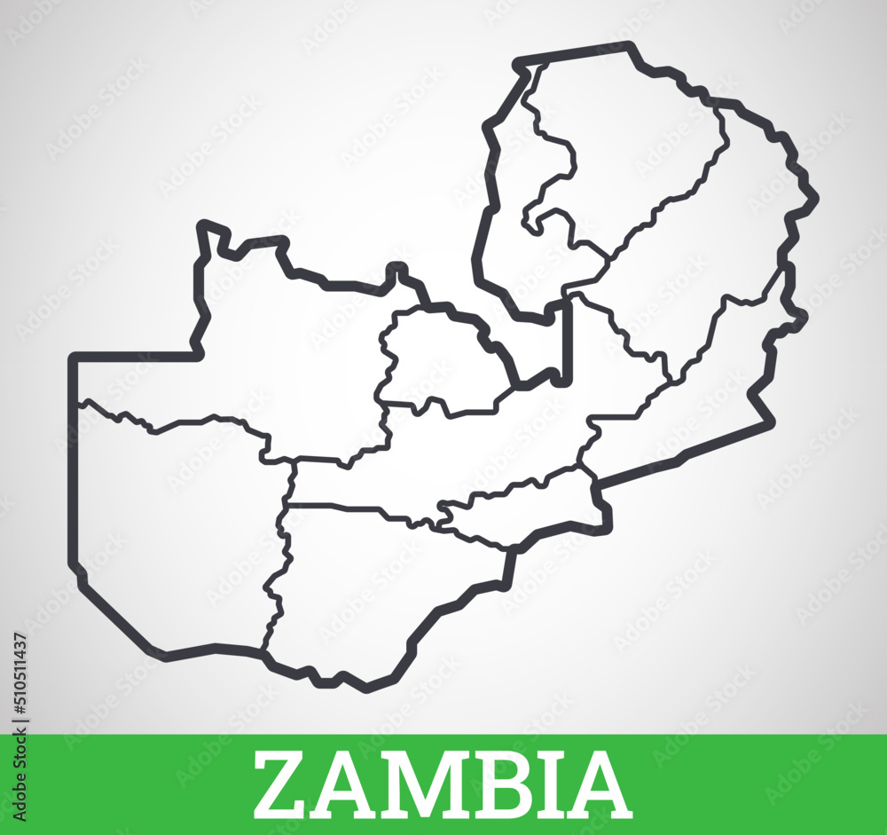 Simple outline map of Zambia. Vector graphic illustration. Stock Vector ...