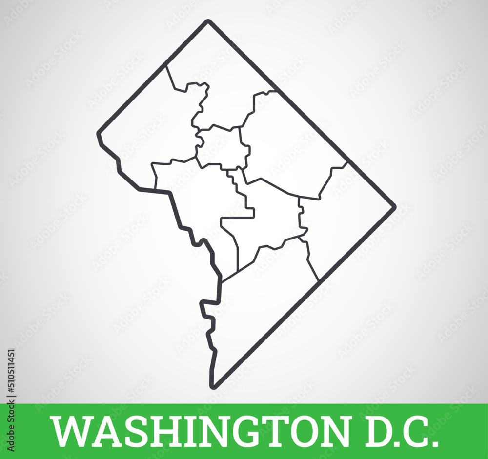 Simple outline map of Washington D.C, USA. Vector graphic illustration ...