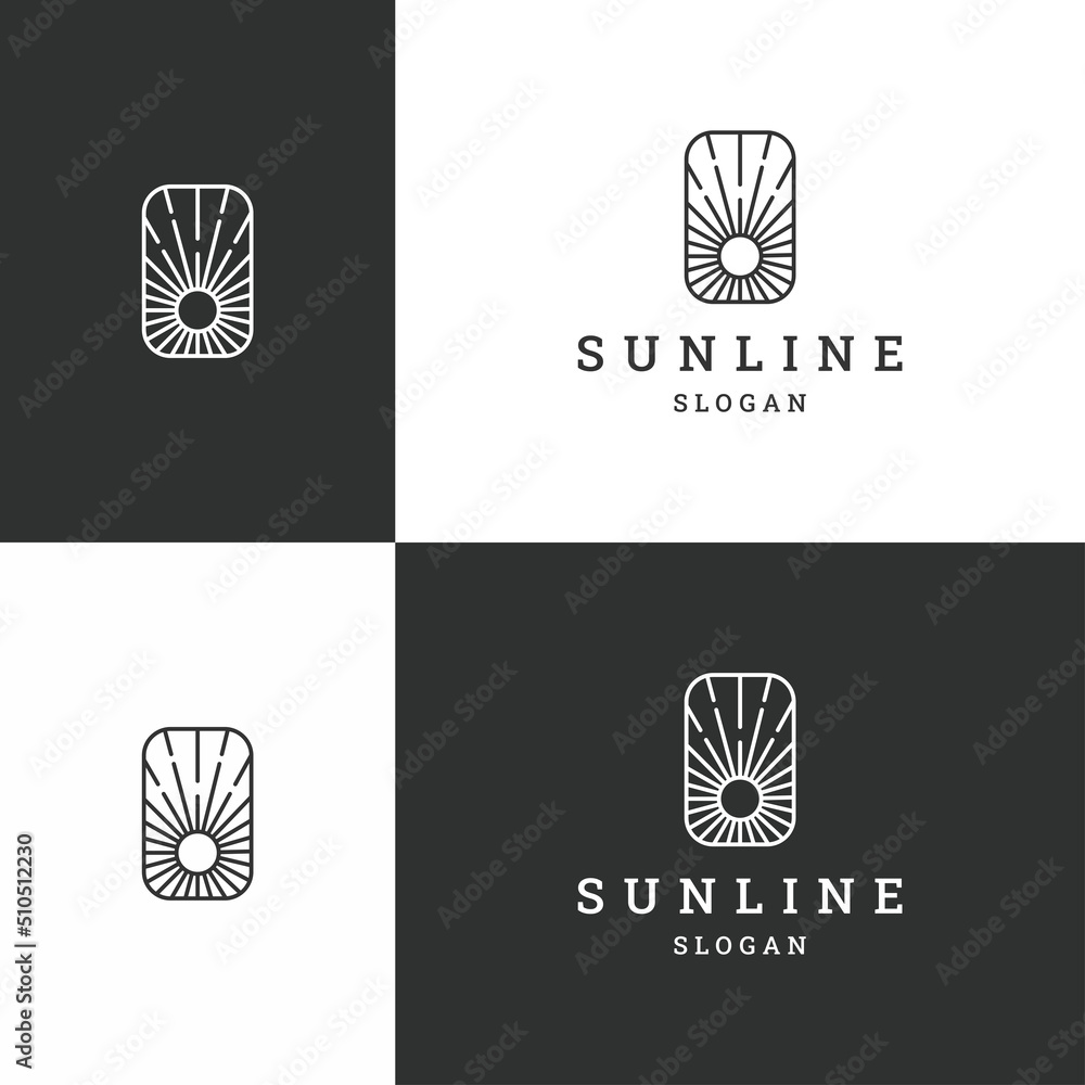 Sun line logo icon design template vector illustration Stock Vector ...