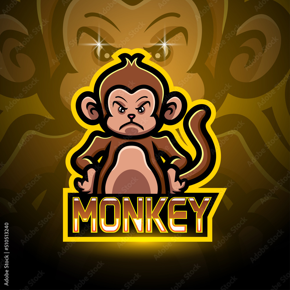monkey esport logo mascot design Stock Vector | Adobe Stock