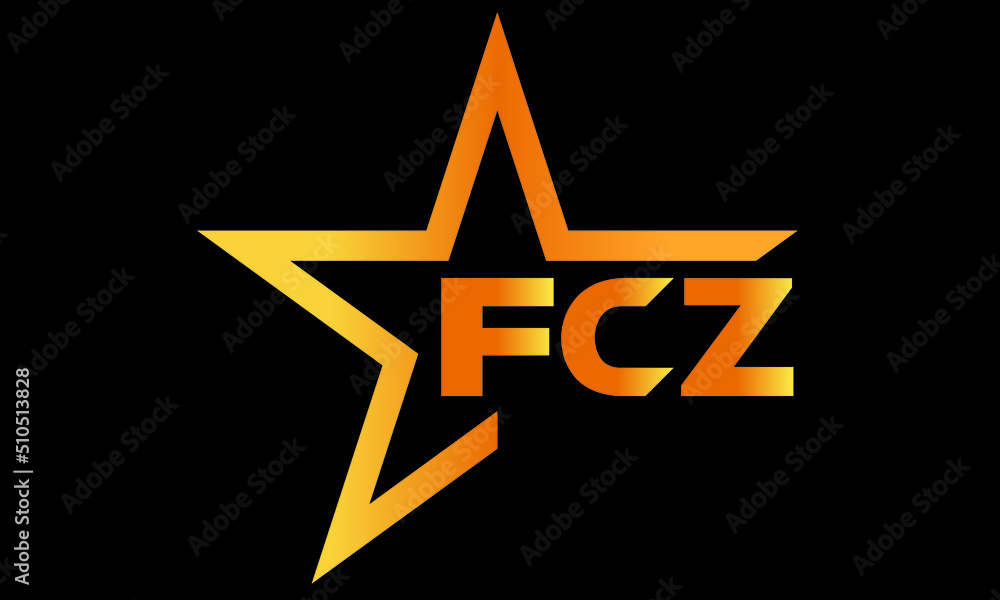 FCZ golden luxury star icon three letter logo design vector template ...