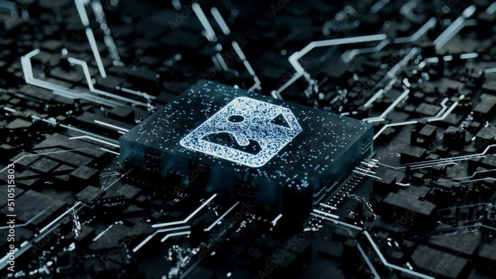 Image Technology Concept with picture symbol on a Microchip. White Neon ...