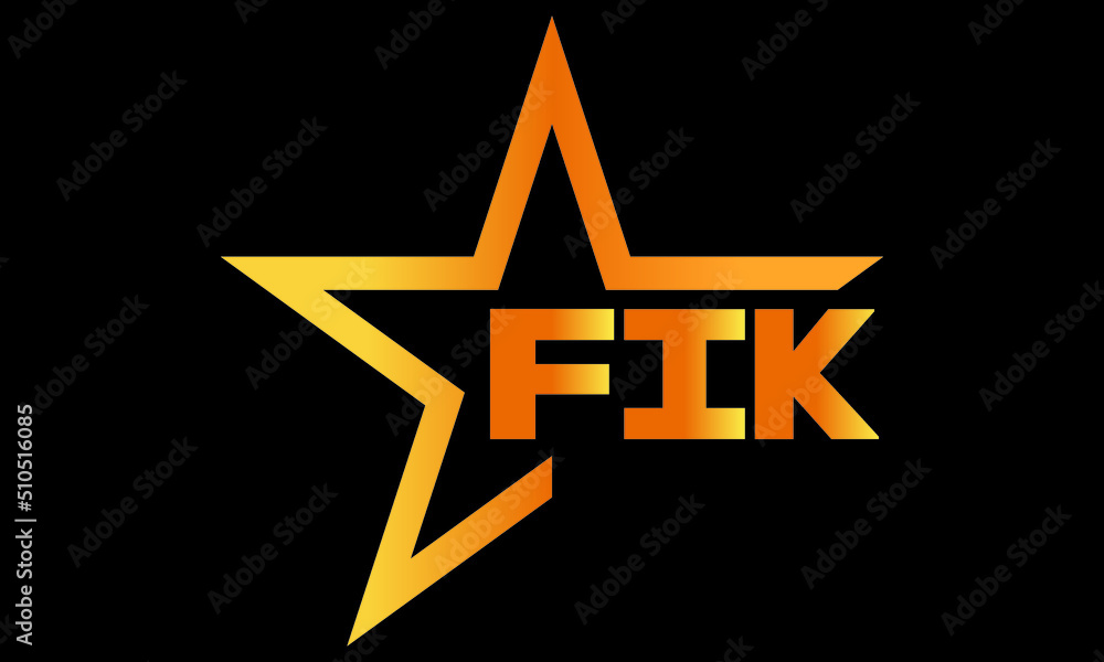 FIK golden luxury star icon three letter logo design vector template ...
