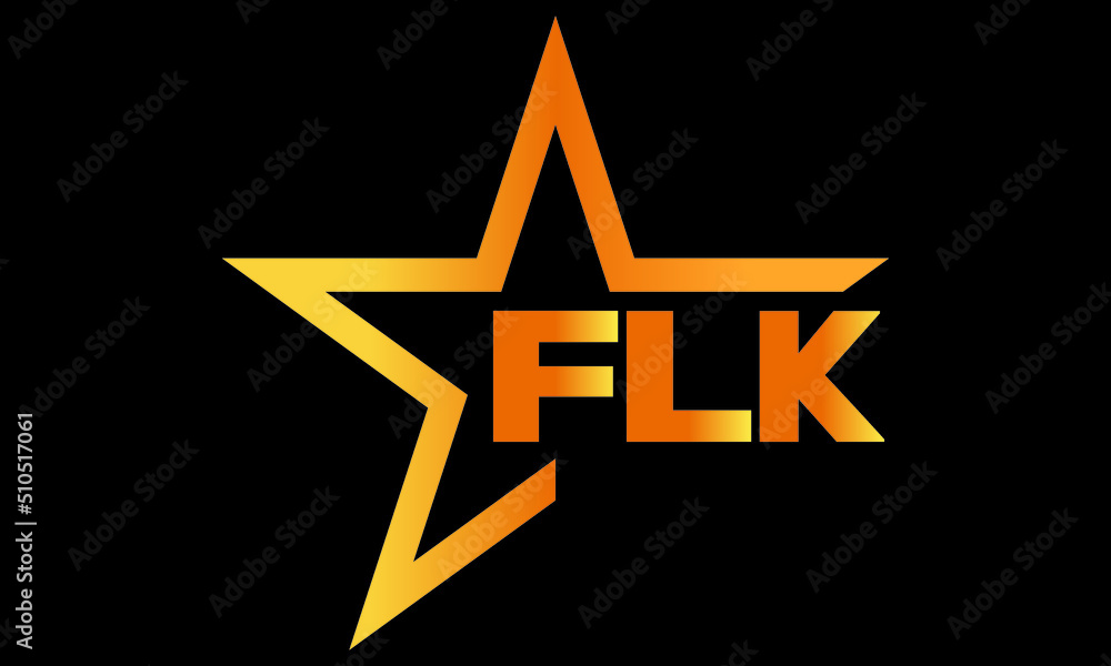 FLK golden luxury star icon three letter logo design vector template ...
