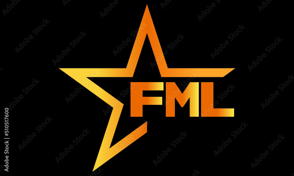 Vecteur Stock FML golden luxury star icon three letter logo design ...