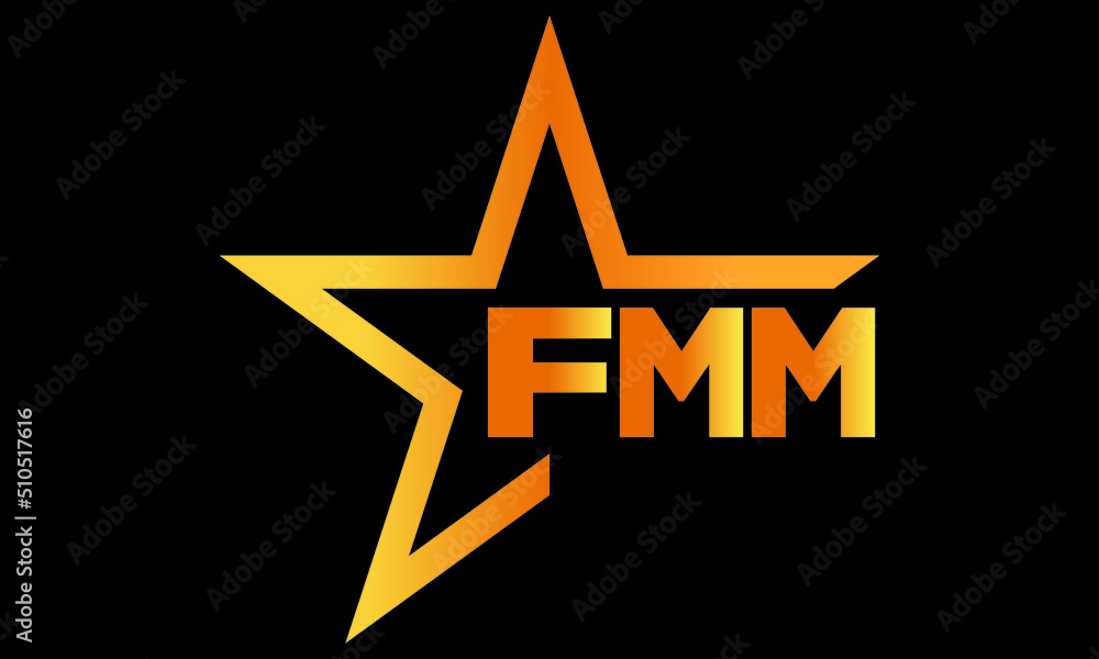 FMM golden luxury star icon three letter logo design vector template ...