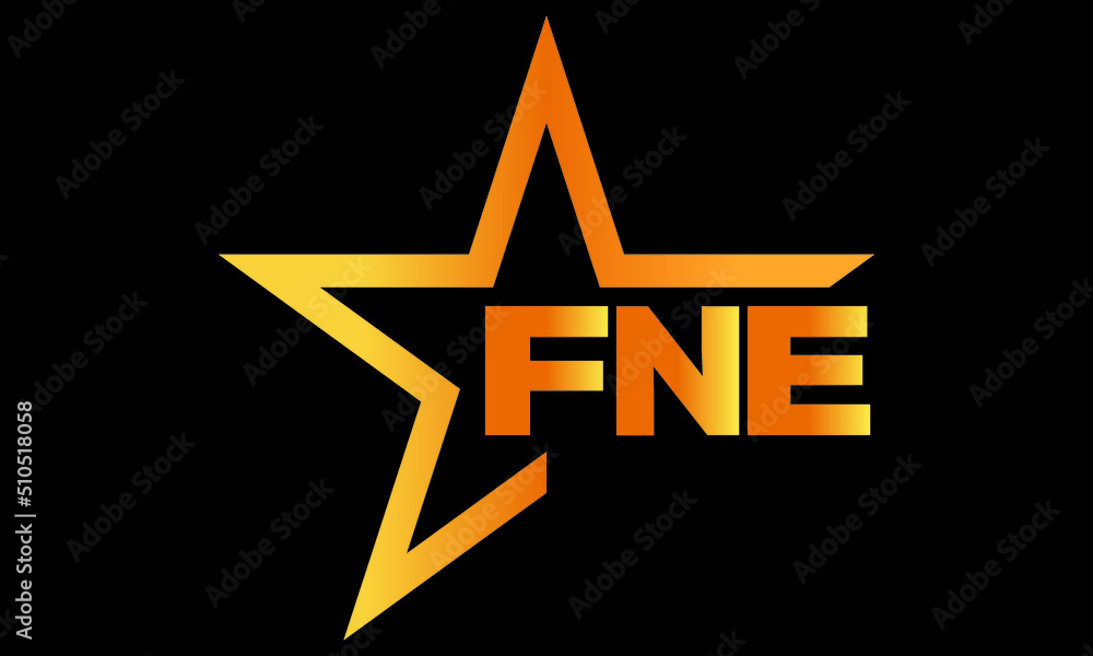 Vecteur Stock FNE golden luxury star icon three letter logo design ...