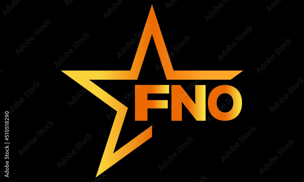 FNO golden luxury star icon three letter logo design vector template ...