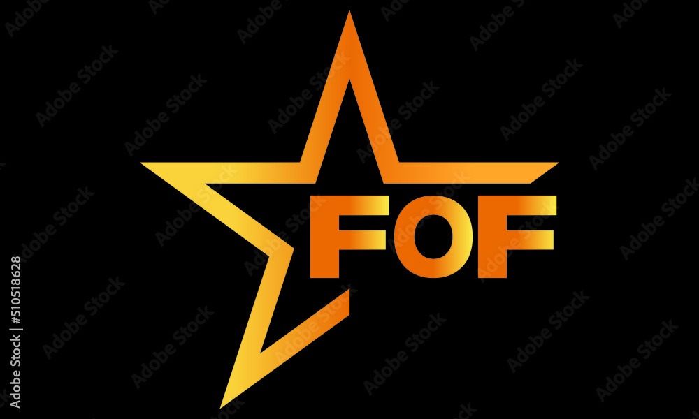 FOF golden luxury star icon three letter logo design vector template ...