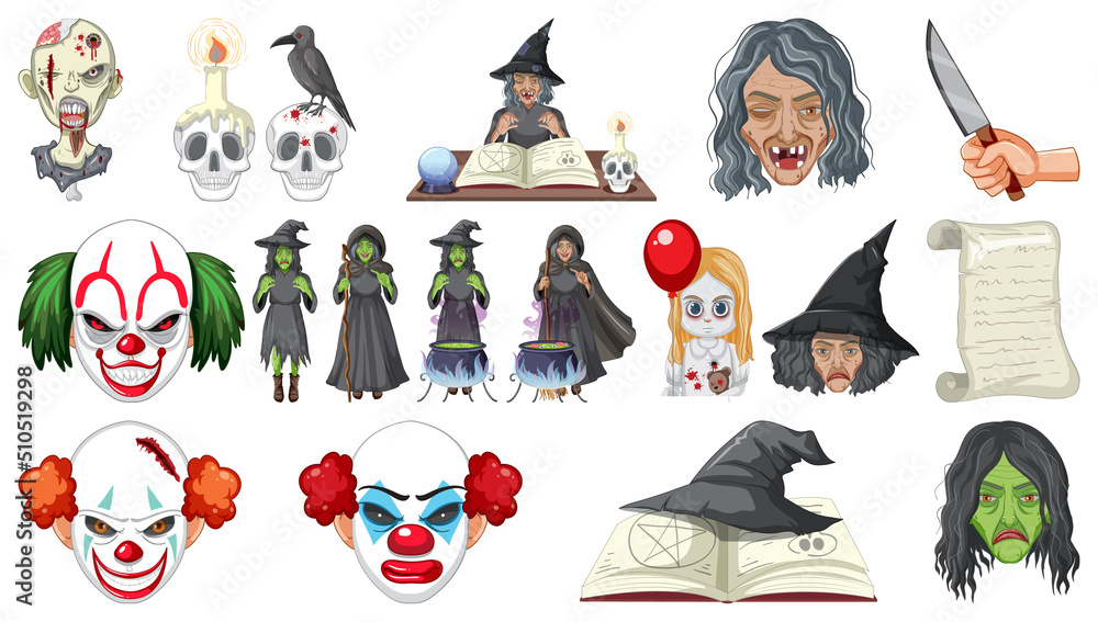 Halloween set with scary monsters Stock Vector | Adobe Stock