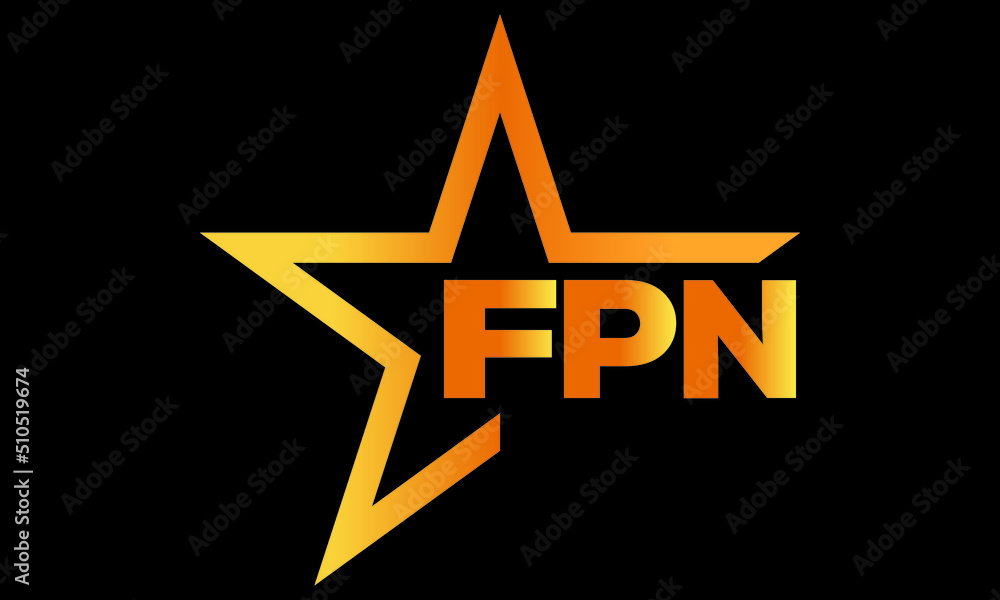 FPN golden luxury star icon three letter logo design vector template ...