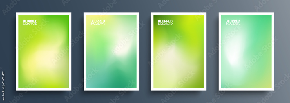 Set of green blurred backgrounds with modern abstract soft green color ...
