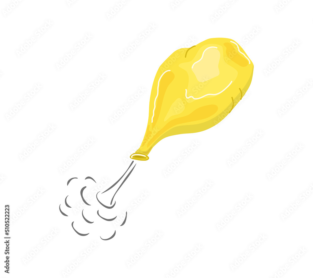 Balloon deflates, flies away. Scientific experiment. Vector cartoon ...