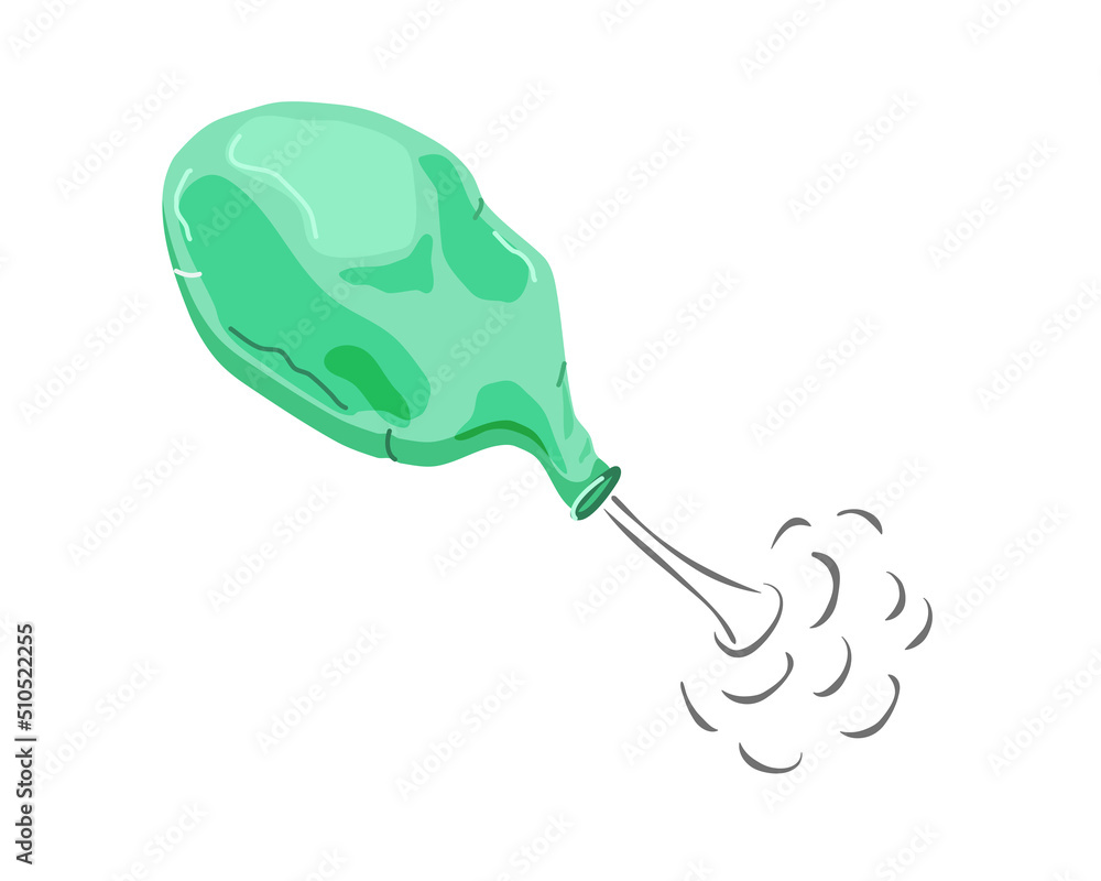 Balloon deflates, flies away. Scientific experiment. Vector cartoon ...