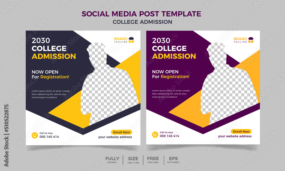 Education Social Media Post Banner, College admission promotion social ...
