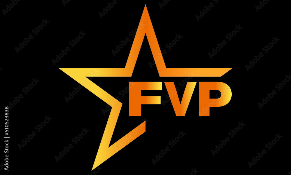 FVP golden luxury star icon three letter logo design vector template ...