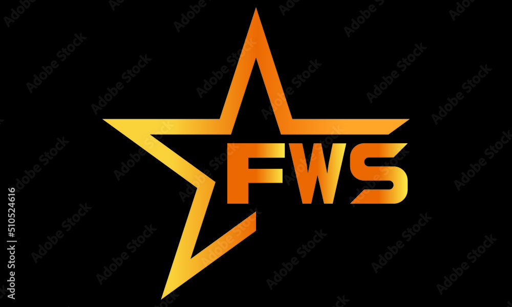 FWS golden luxury star icon three letter logo design vector template ...