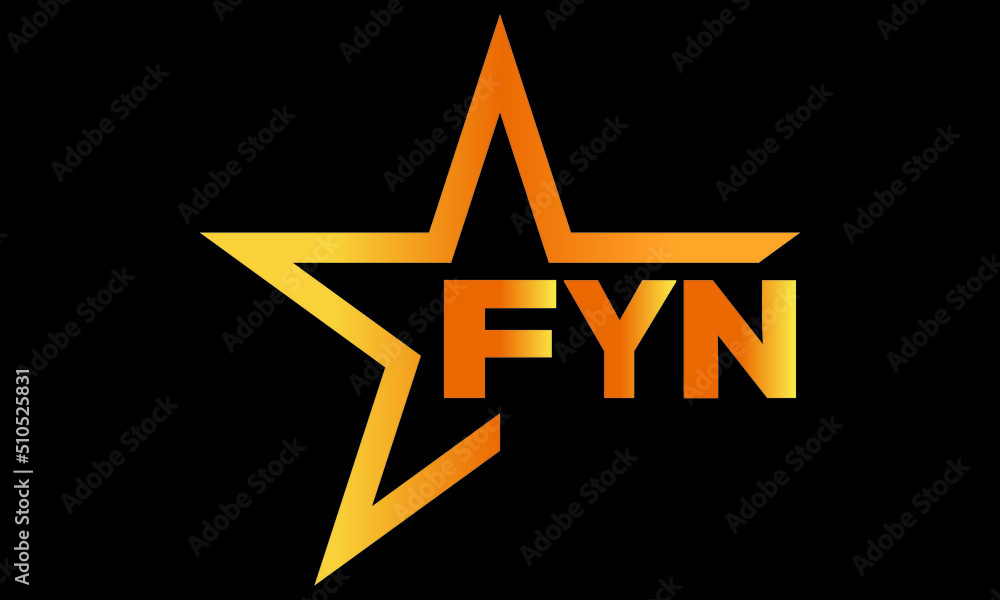 FYN golden luxury star icon three letter logo design vector template ...