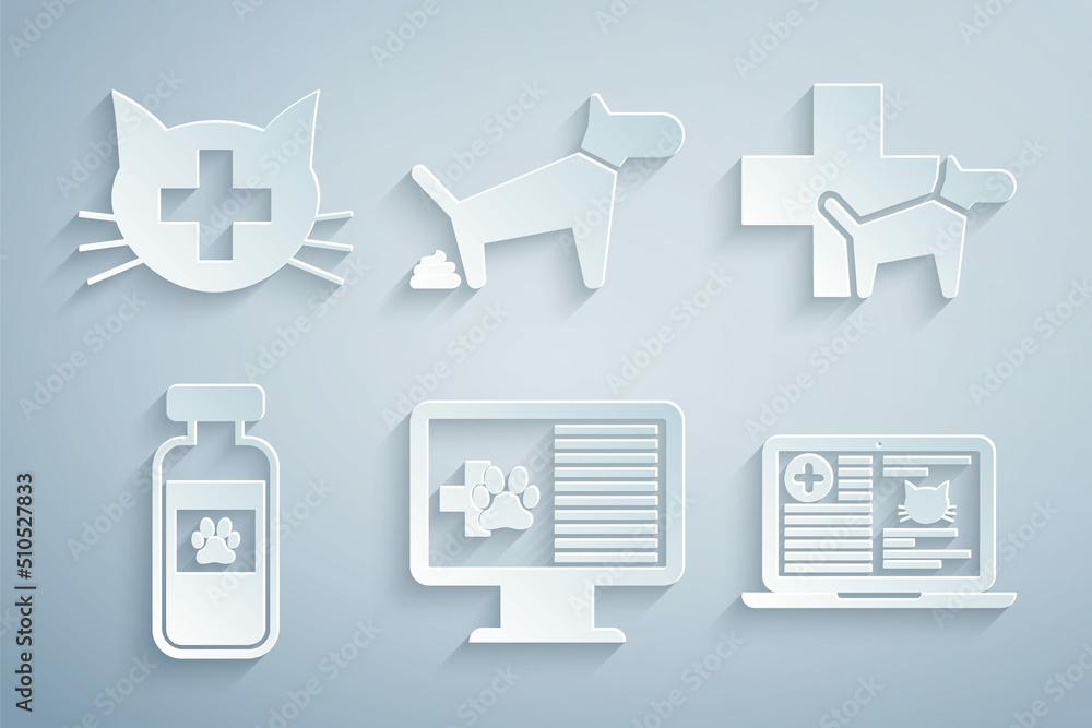 Set Clinical record pet on monitor, Veterinary clinic, Pets vial ...