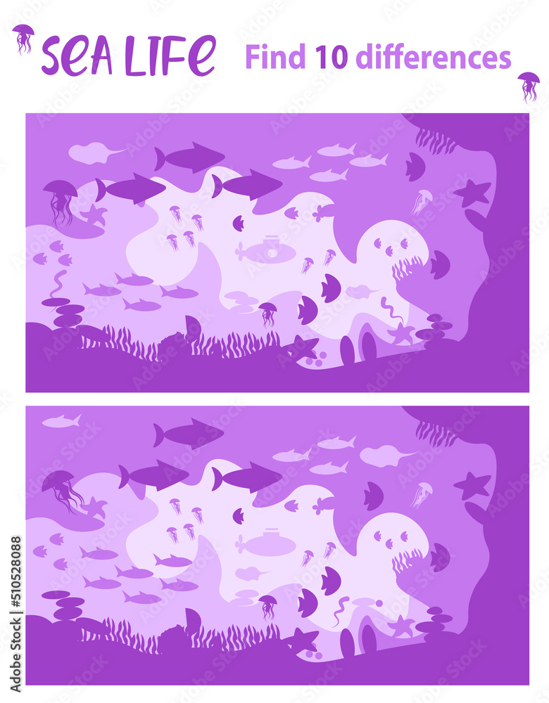 The submarine explores the depths of the sea. Marine life swims at the ...