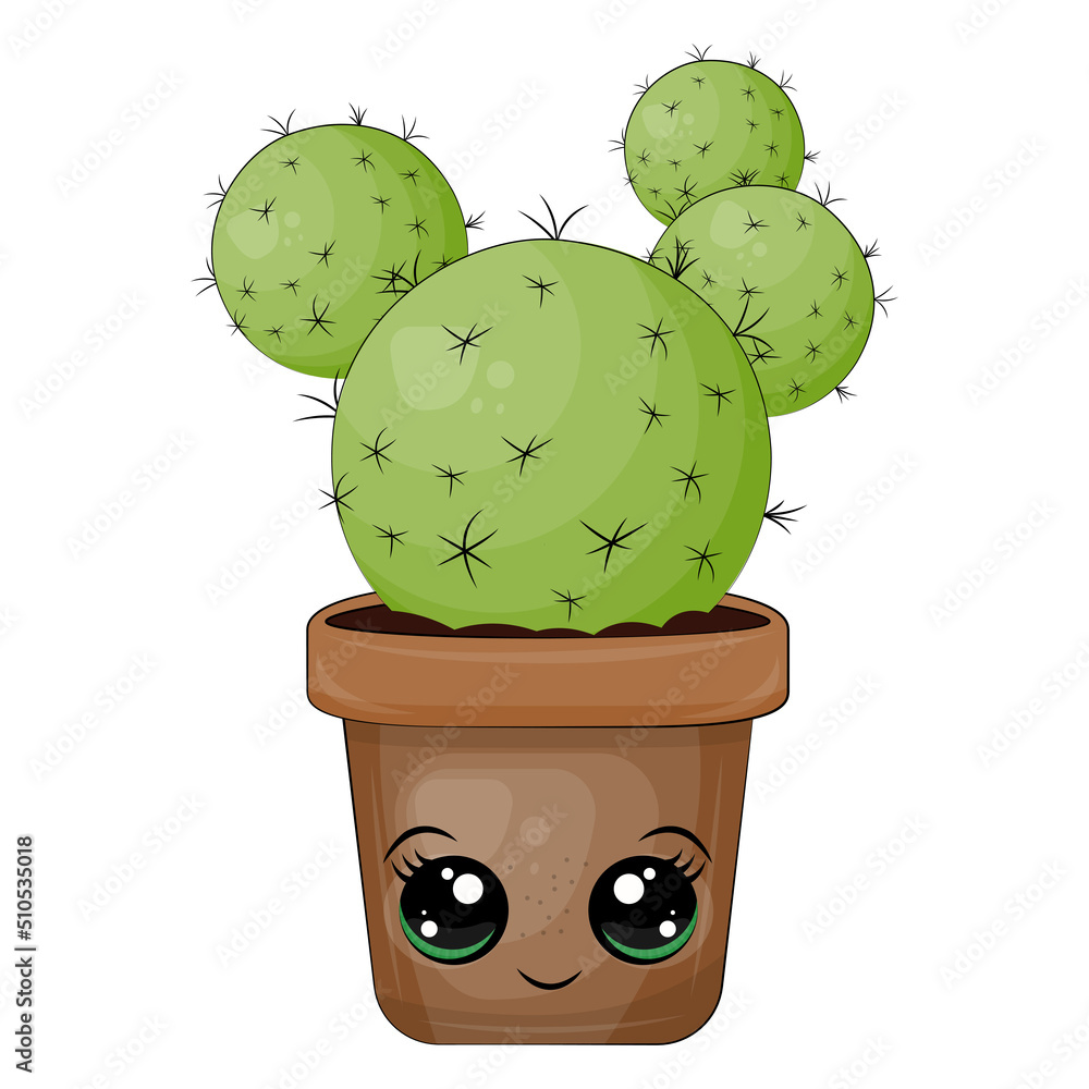 Cute Clipart Cactus Illustration in Cartoon Style. Cartoon Clip Art ...
