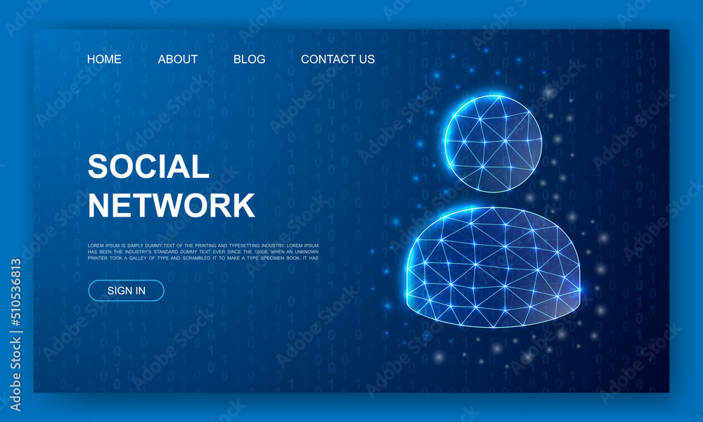 User avatar 3d polygonal website template. Teamwork design illustration ...